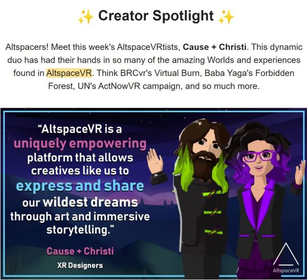 Altspace VR Creator Spotlight - Cause + Christi